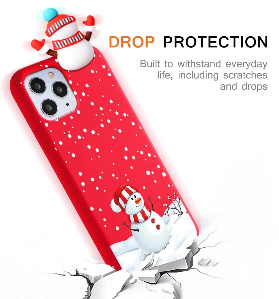 Pnakqil 2 Pieces Christmas Case for Samsung Galaxy S9 Plus 6.2 Inch, Matte Red Silicone Back Cover with Cute Deer and Snowman 3D Doll Cartoon Pattern Slim Shockproof Protective Case for Samsung S9+