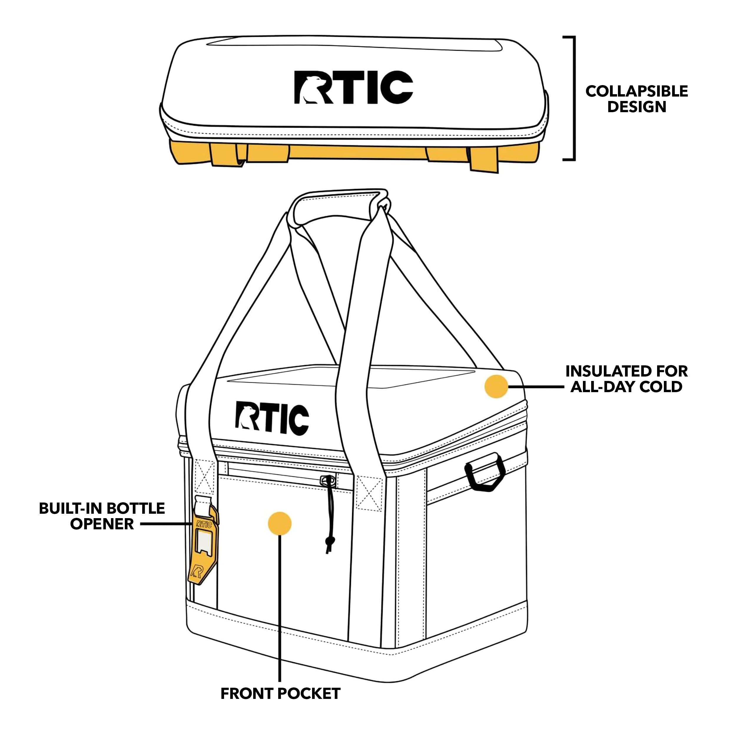 RTIC 28 Can Everyday Cooler, Soft Sided Portable Insulated Cooling for Lunch, Beach, Drink, Beverage, Travel, Camping, Picnic, for Men and Women, Navy