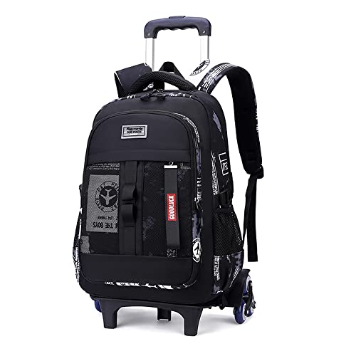 ETAISHOW Airplane-Print Rolling Backpack for Boys Kids Backpack with Wheels for Elementary School Roller School Bag Trolley Bookbag