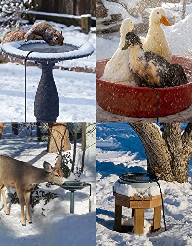Bird Bath De Icer: for Outdoors in Winter, 6 Ft Cord, 60W Thermostatic Control Overheat Automatic Pause, Deicer for Bird Bath, Squirrel,Hummingbird Etc