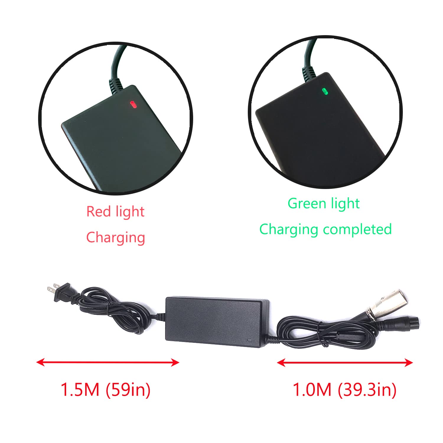 24V29.4V1.5A2A 3 Prong 3-pin XLR Connector Battery Power Charger for Razor Go-Go Elite Traveller Plus HD US, Ezip Mountain Trailz, Jazzy Power Chair Charger, Pride Mobility