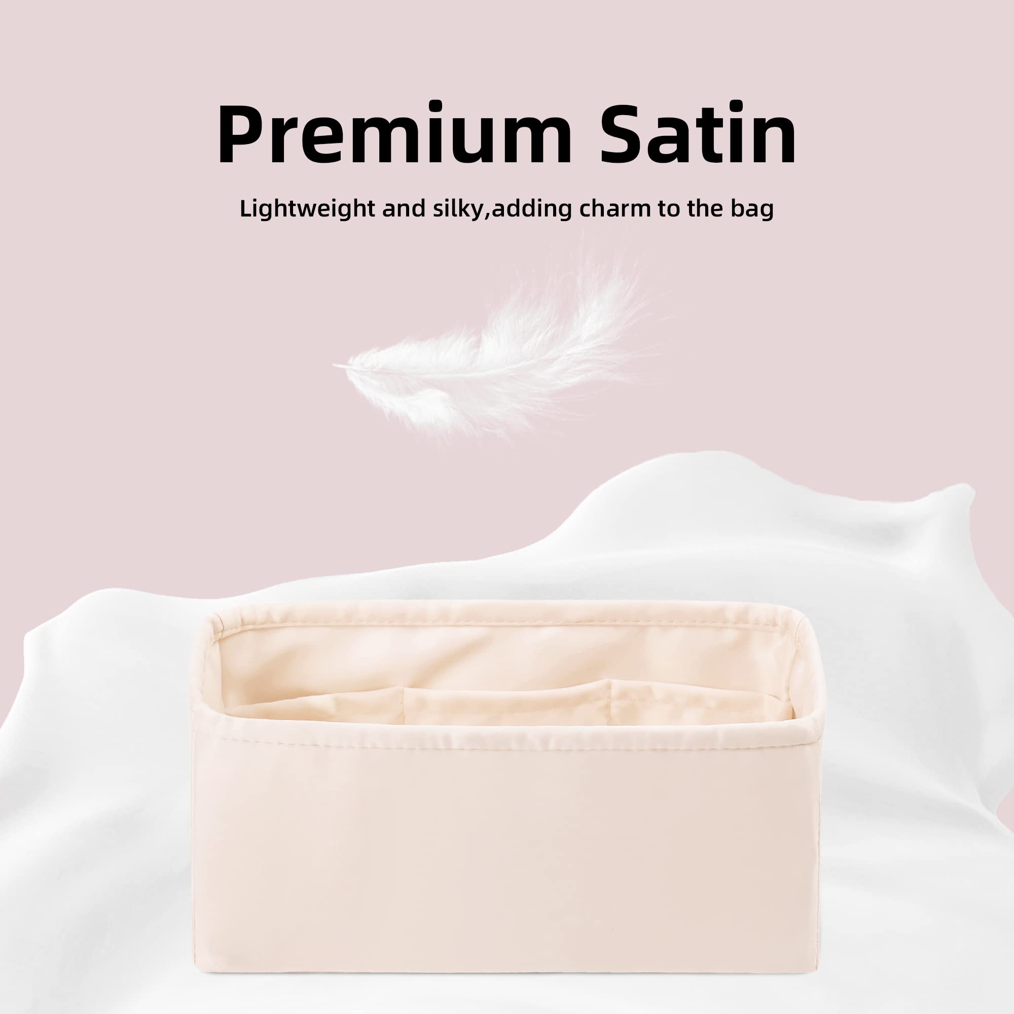 DGAZ Silk Purse Organizer Insert For Lady-Dior Micro/Mini/S/M/L bags,Silky Smooth Bag Organizer,Luxury Handbag & Tote Shaper(Craie,M)