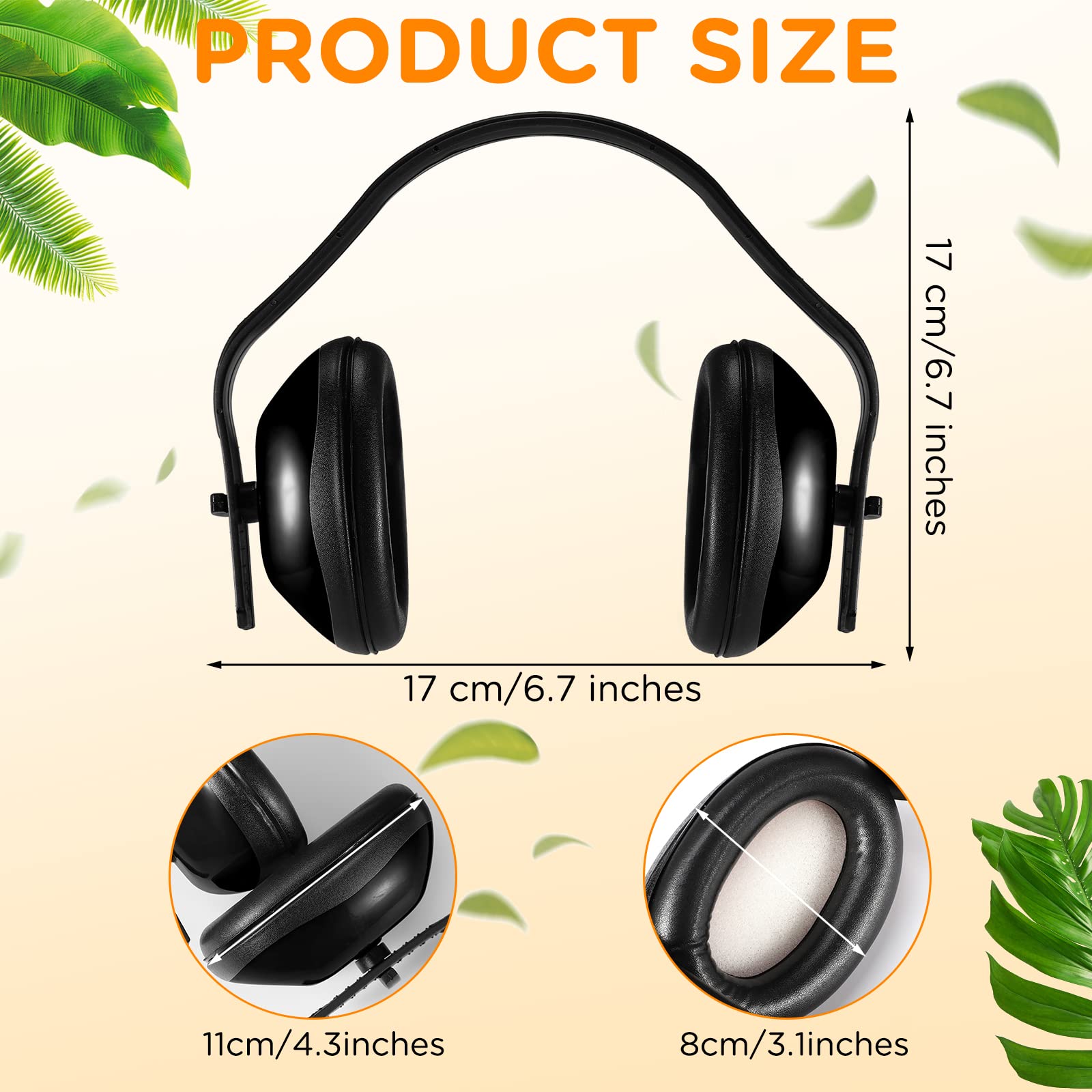 6 Pcs Adjustable Safety Ear Muff Protector Noise Reduction Ear Protection Sound blocking Earmuffs Hearing Protection Ear Muffs Noise Headphones for Hunting Shooting Construction Woodworking (Black)