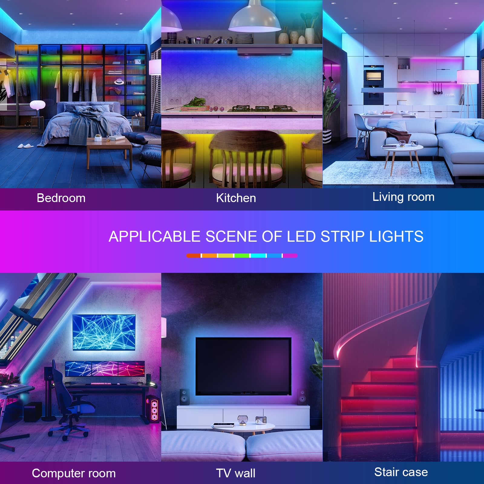HBOWMDJIA 100ft Led Lights for Bedroom, Led Strip Lights Music Sync Corlor Changing, Led Light Strip with Remote & App Control RGB Strip, Led Lights for Room Dorm Home Classroom Ceiling Decor