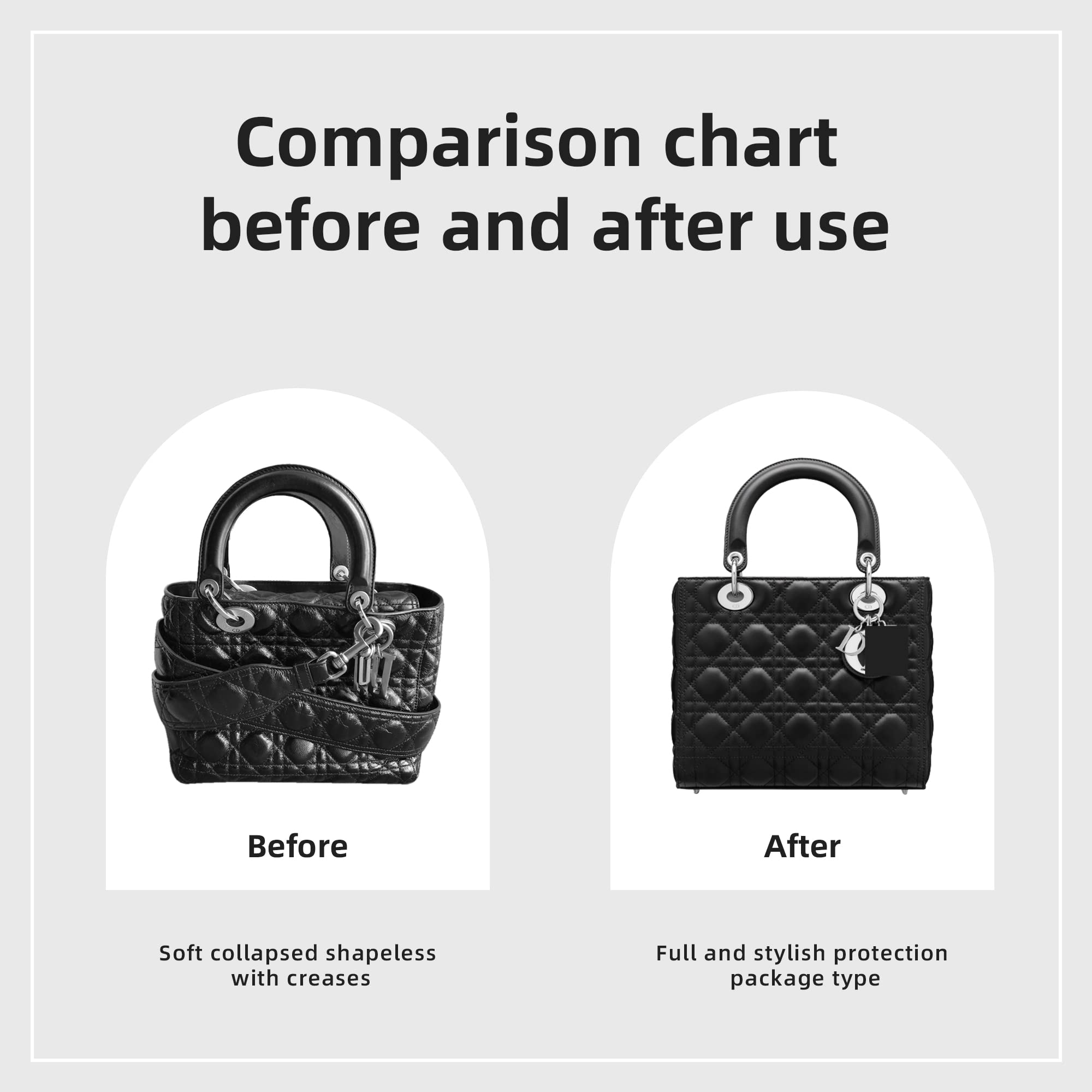 DGAZ Silk Purse Organizer Insert For Lady-Dior Micro/Mini/S/M/L bags,Silky Smooth Bag Organizer,Luxury Handbag & Tote Shaper(Craie,M)