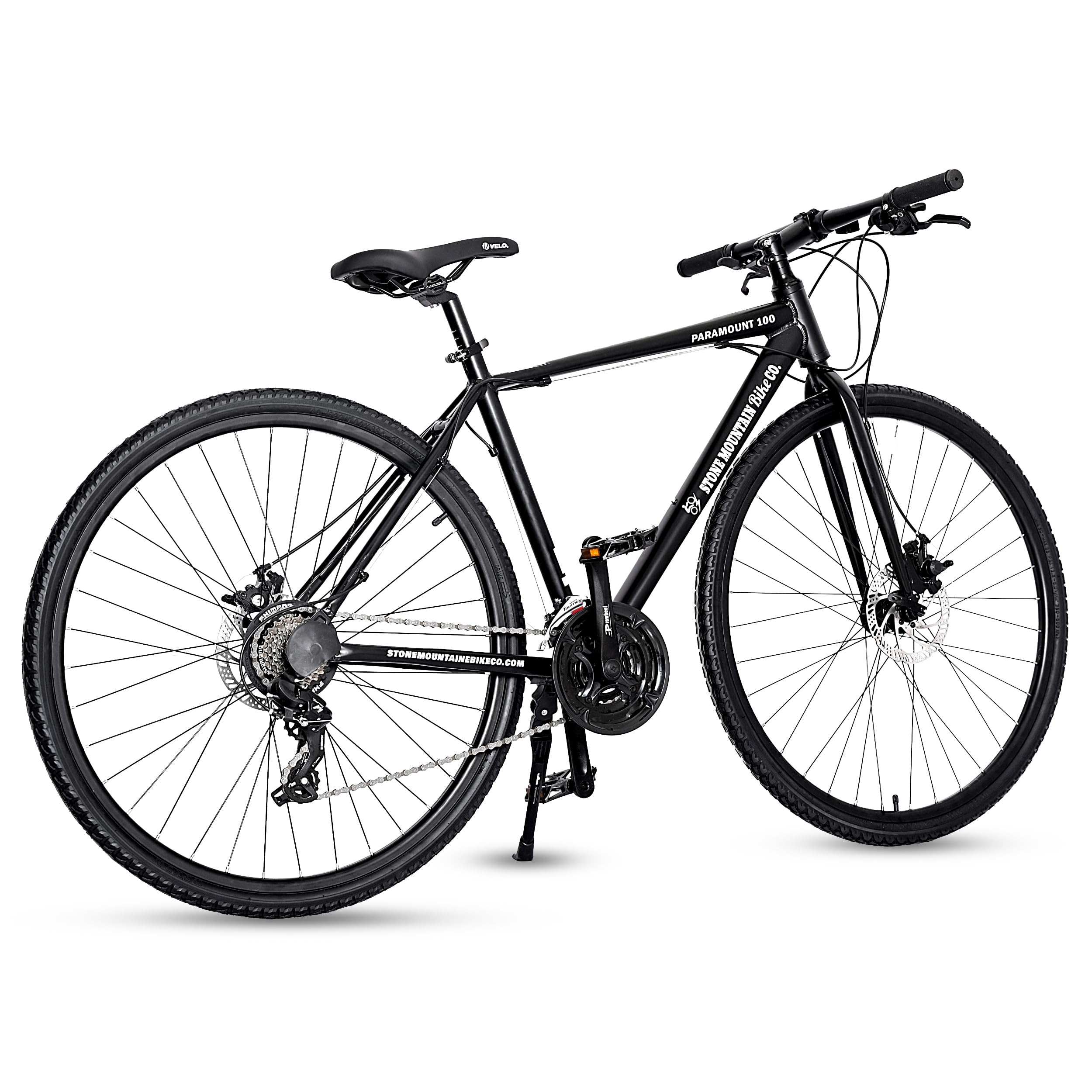 5Seconds Hybrid Bicycle Paramount 100 | Mountain Bike for Men, Women | 21-Speed, Lightweight Aluminum Alloy Frame, Adult Bike with Trigger Shifters and Mechanical Disc Brakes (Black)