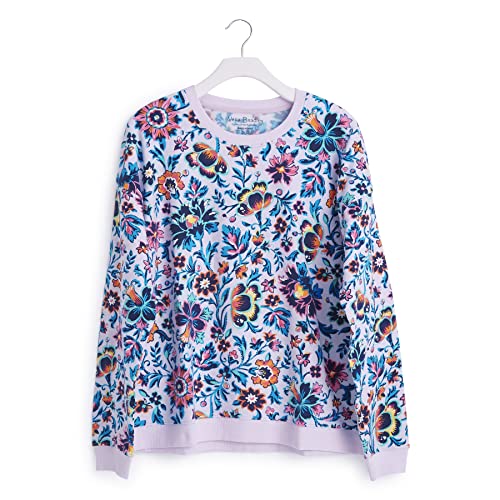 Vera Bradley Women's French Terry Drop Shoulder Sweatshirt, Cloud Vine Multi, Medium