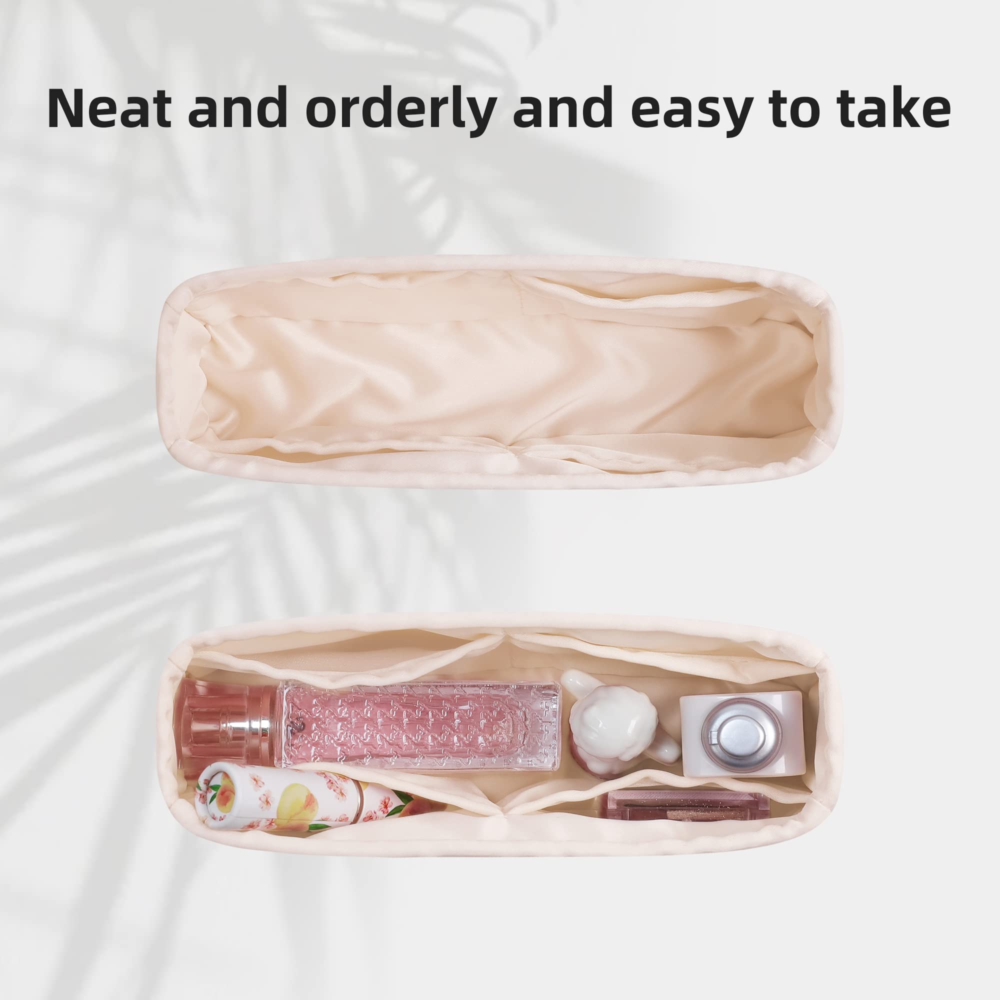 DGAZ Silk Purse Organizer Insert For Lady-Dior Micro/Mini/S/M/L bags,Silky Smooth Bag Organizer,Luxury Handbag & Tote Shaper(Craie,M)