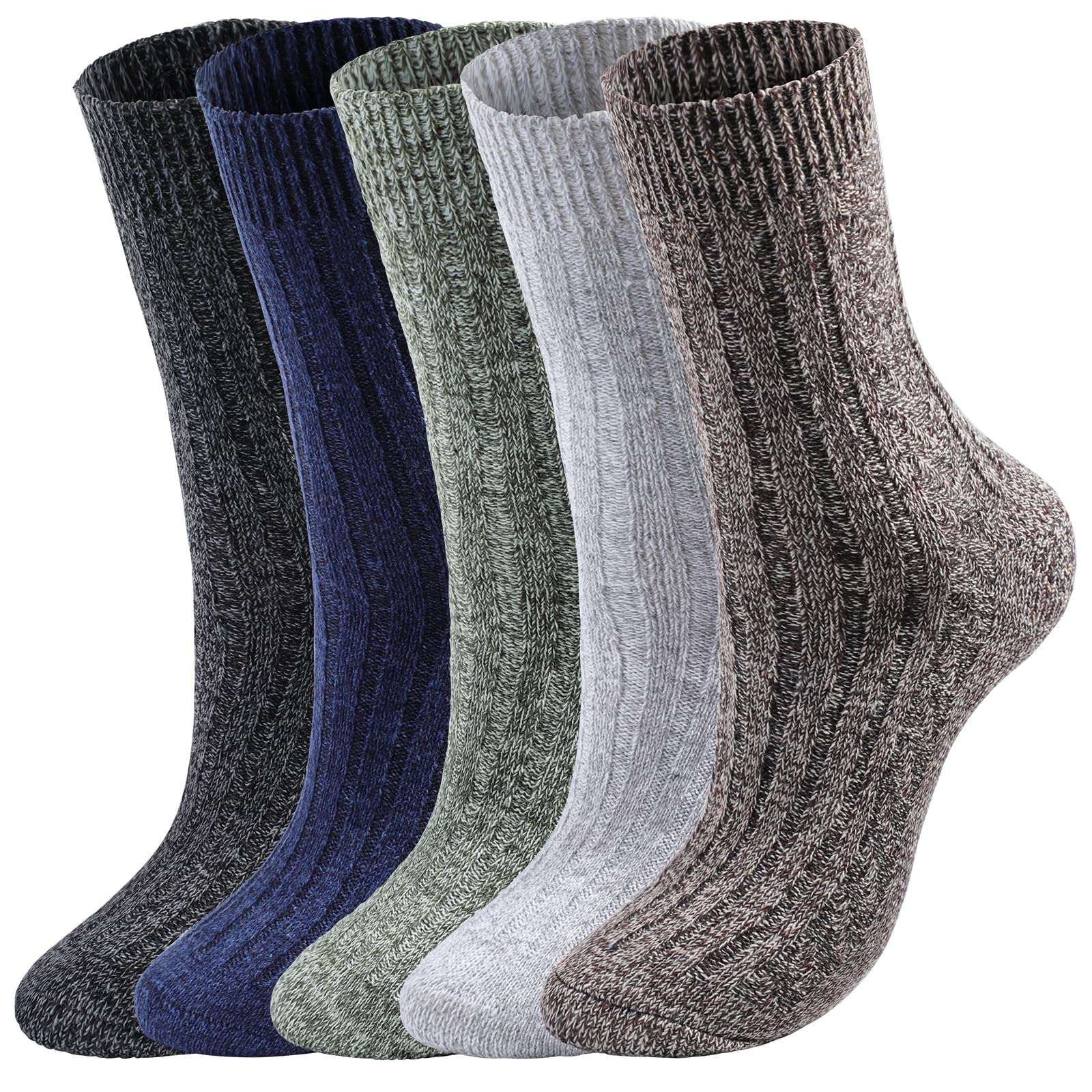 Trifabricy 5 Pairs Wool Socks - Comfortable and Warm Womens Wool Socks, Wool Socks Women, Super Soft Crew Socks for Women, Thick Knit Cabin Cozy Wool Socks Gifts For Women