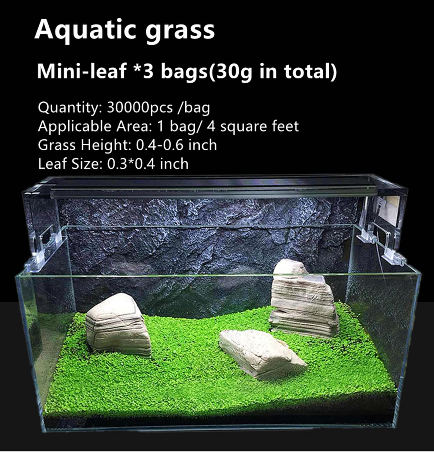 30gram Aquarium Plant S e-e-d, 3 Pack no Artificial Plastic Water Grass for Fish Tank Terrarium Carpet Grass Mini-Leaf AAA
