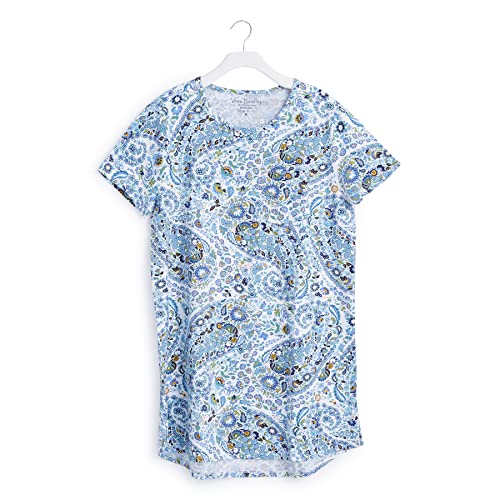 Vera Bradley Women's Cotton Nightgown Pajama Sleep Shirt (Extended Size Range), Dreamer Paisley White, Medium