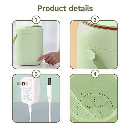 MEHIDFY Portable Washing Machine, 3L Ozone & Blue Light Deep Clean Portable Washer, Smart Timer Control Countertop Washing Machine, Mini Washing Machine for Underwear, Socks, Baby Clothes (Green)