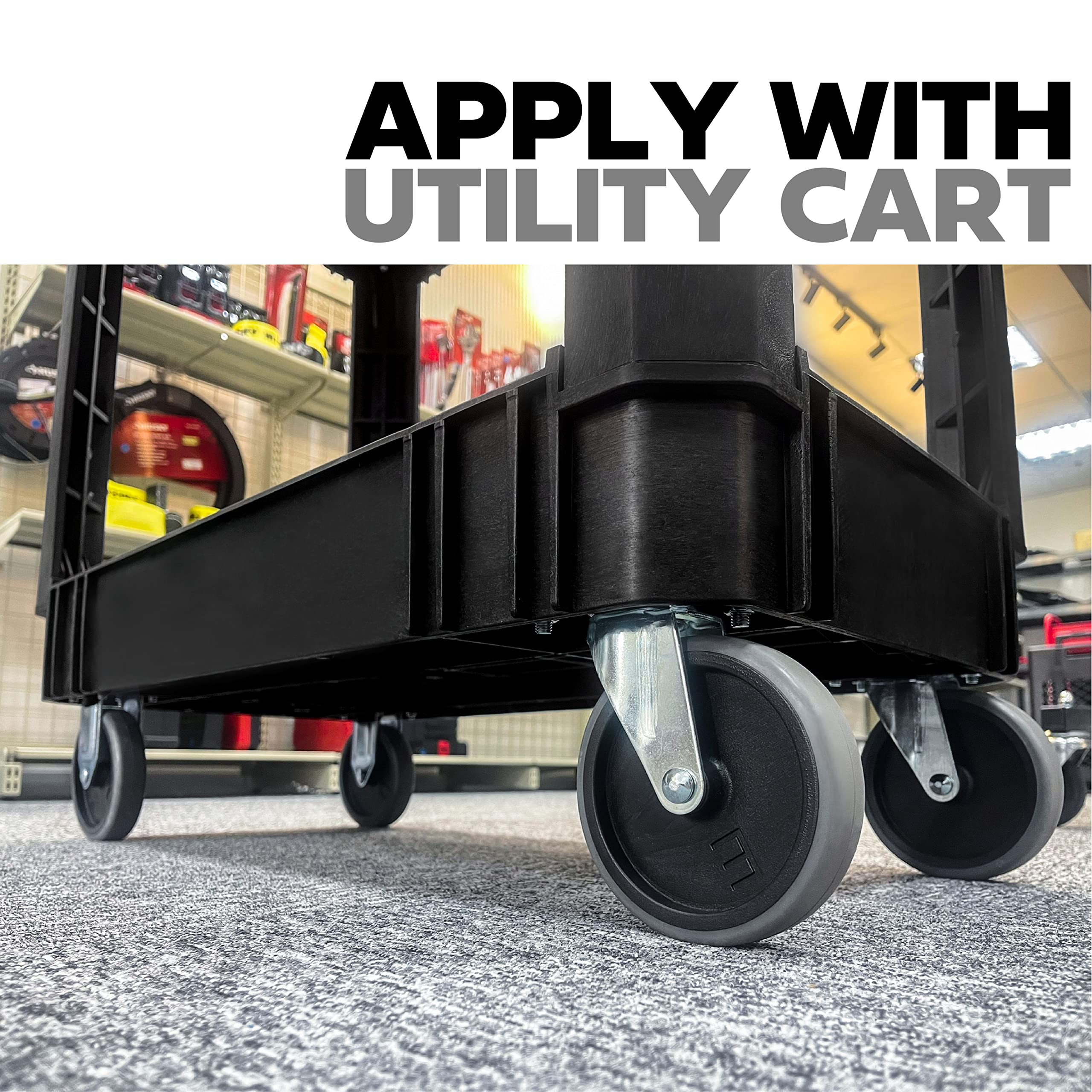 Olympia Tools Utility Cart Replacement Casters - Heavy Duty Casters, 4.7 Inch, Pack of 4 with 2 Rigid, 2 Swivel Casters, 87-884