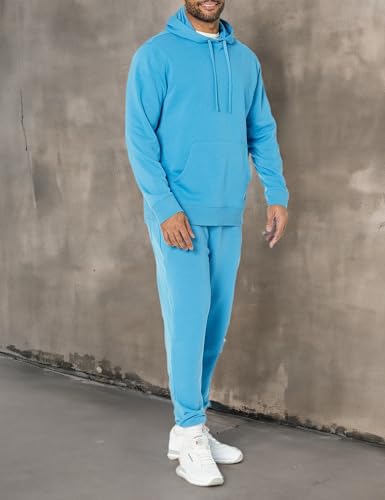 Amazon Essentials Men's Lightweight Long-Sleeve French Terry Hoodie, Turquoise Blue, Medium