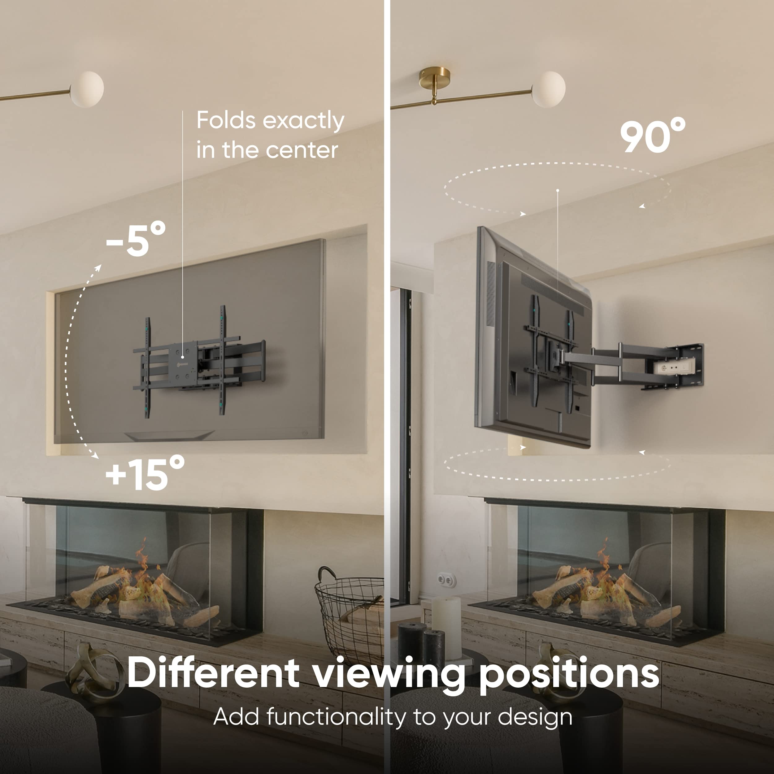 ONKRON Heavy Duty TV Wall Mount for 42-110 Inch TVs & Interactive Panels up to 220 lbs - Full Motion Swivel & Tilt, Black