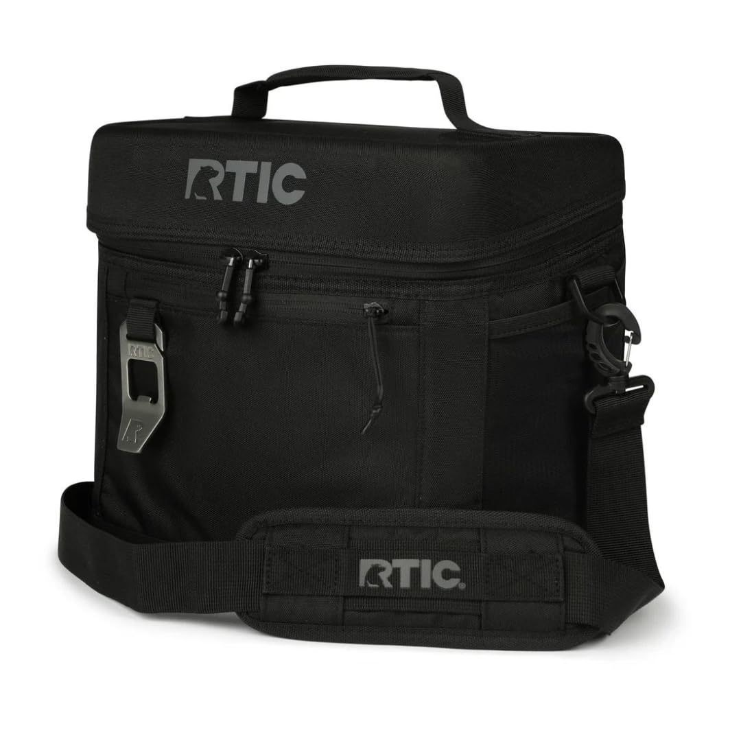 RTIC 15 Can Everyday Cooler, Soft Sided Portable Insulated Cooling for Lunch, Beach, Drink, Beverage, Travel, Camping, Picnic, for Men and Women, Black