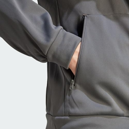 adidas Men's Training Essentials Seasonal Woven Full-Zip Jacket, Grey/Better Scarlet, Large