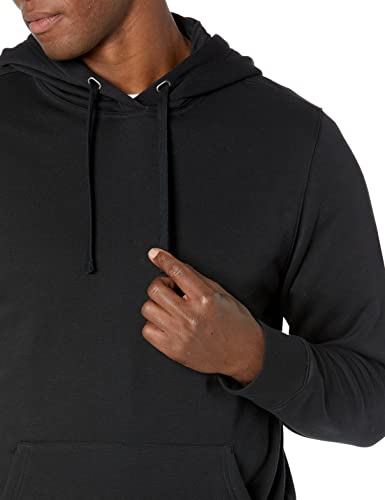 Amazon Essentials Men's Lightweight Long-Sleeve French Terry Hoodie, Black, Large