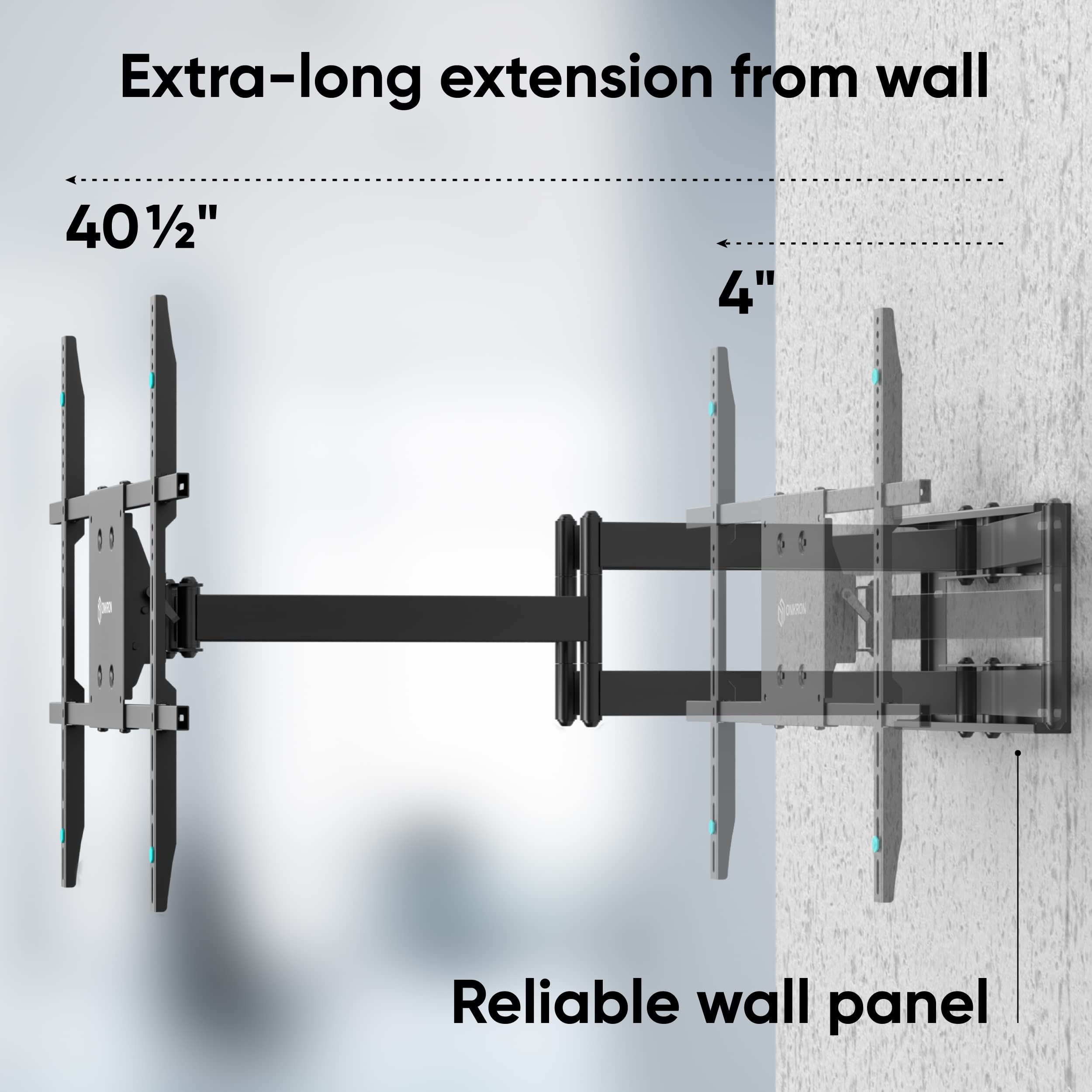 ONKRON Heavy Duty TV Wall Mount for 42-110 Inch TVs & Interactive Panels up to 220 lbs - Full Motion Swivel & Tilt, Black