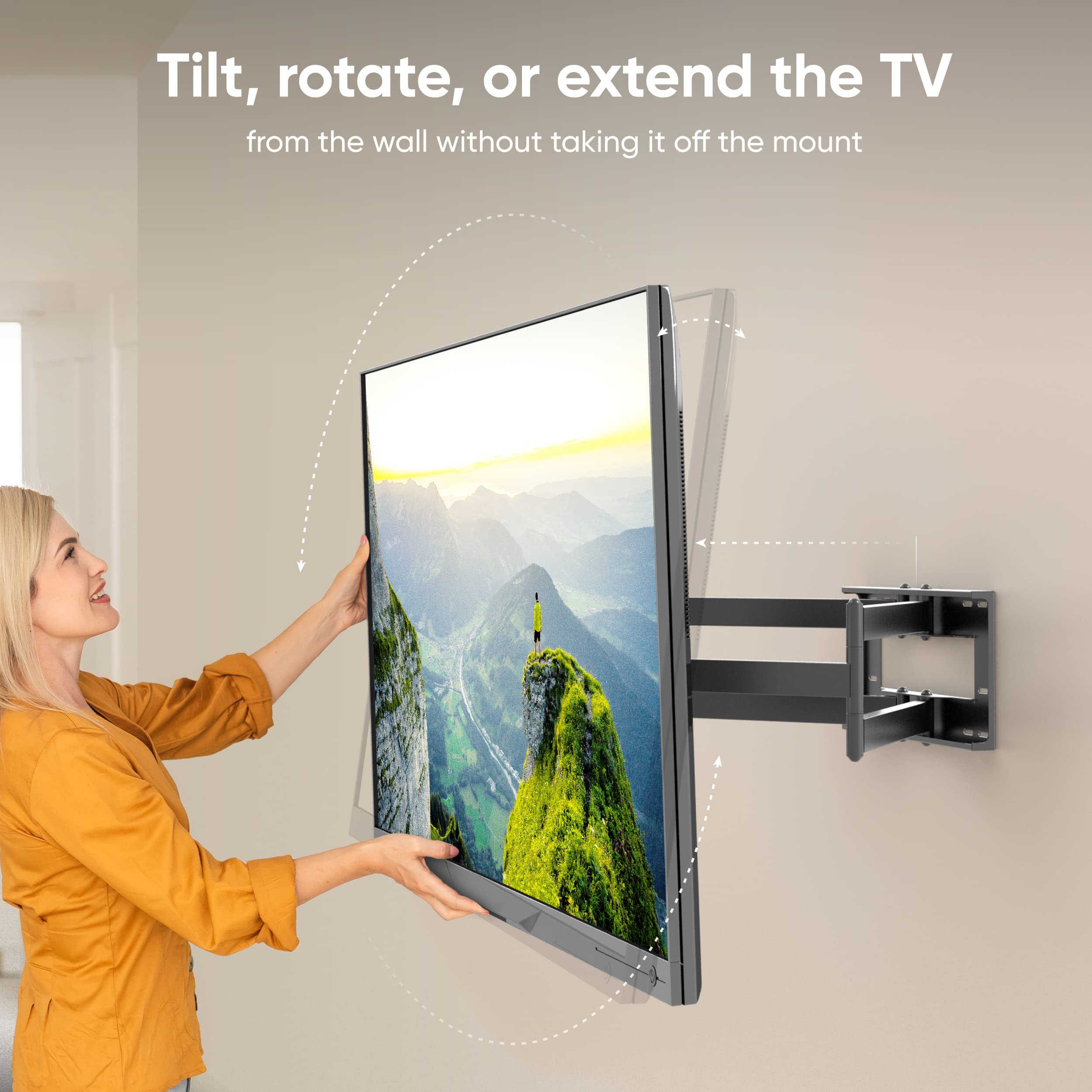 ONKRON Heavy Duty TV Wall Mount for 42-110 Inch TVs & Interactive Panels up to 220 lbs - Full Motion Swivel & Tilt, Black