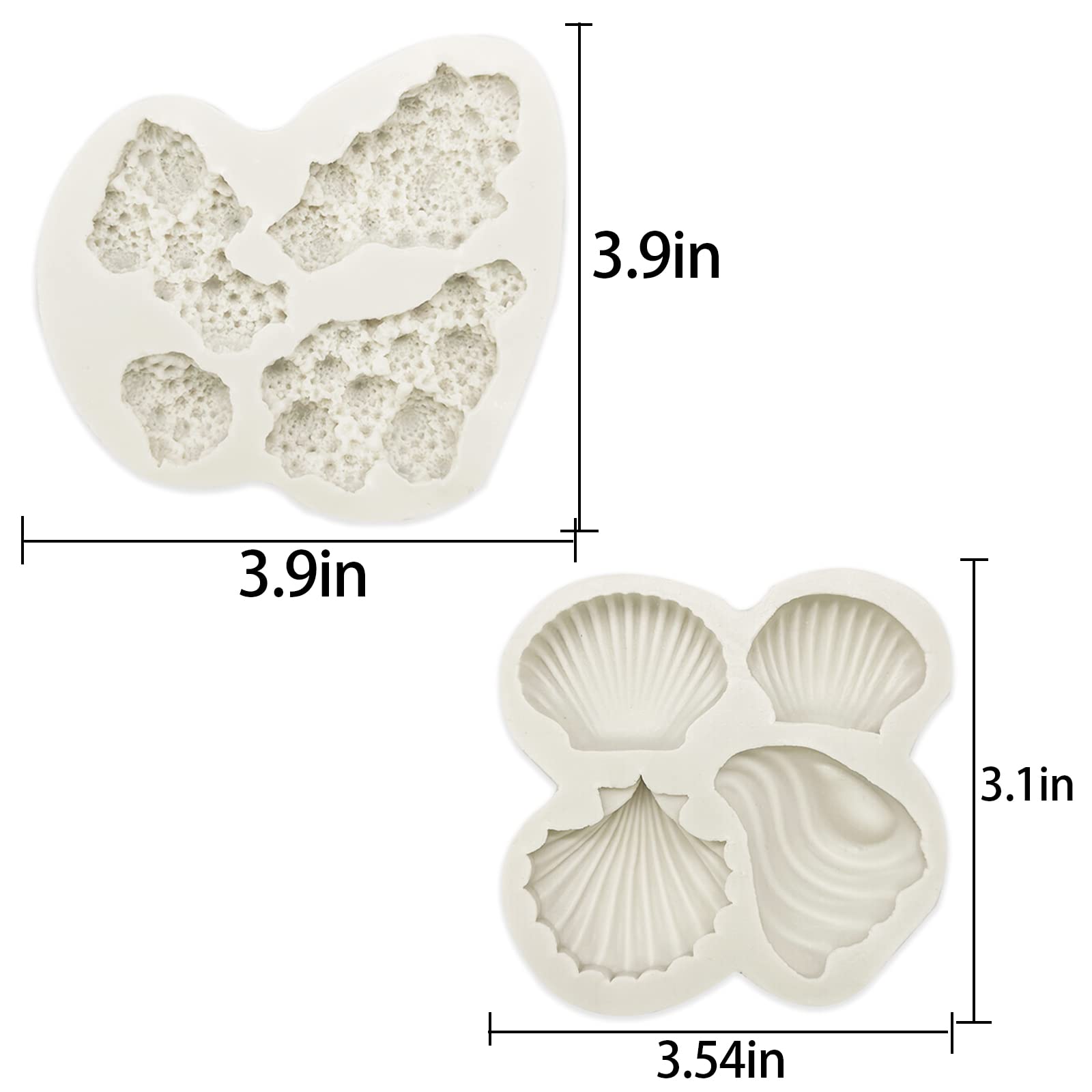 5 PCS Marine Theme Fondant Silicone Mold Seaweed Coral shell crab Shape DIY Handmade Baking Tools, For Theme Cake Cookie Chocolate Candy Decoration Fondant Polymer Clay