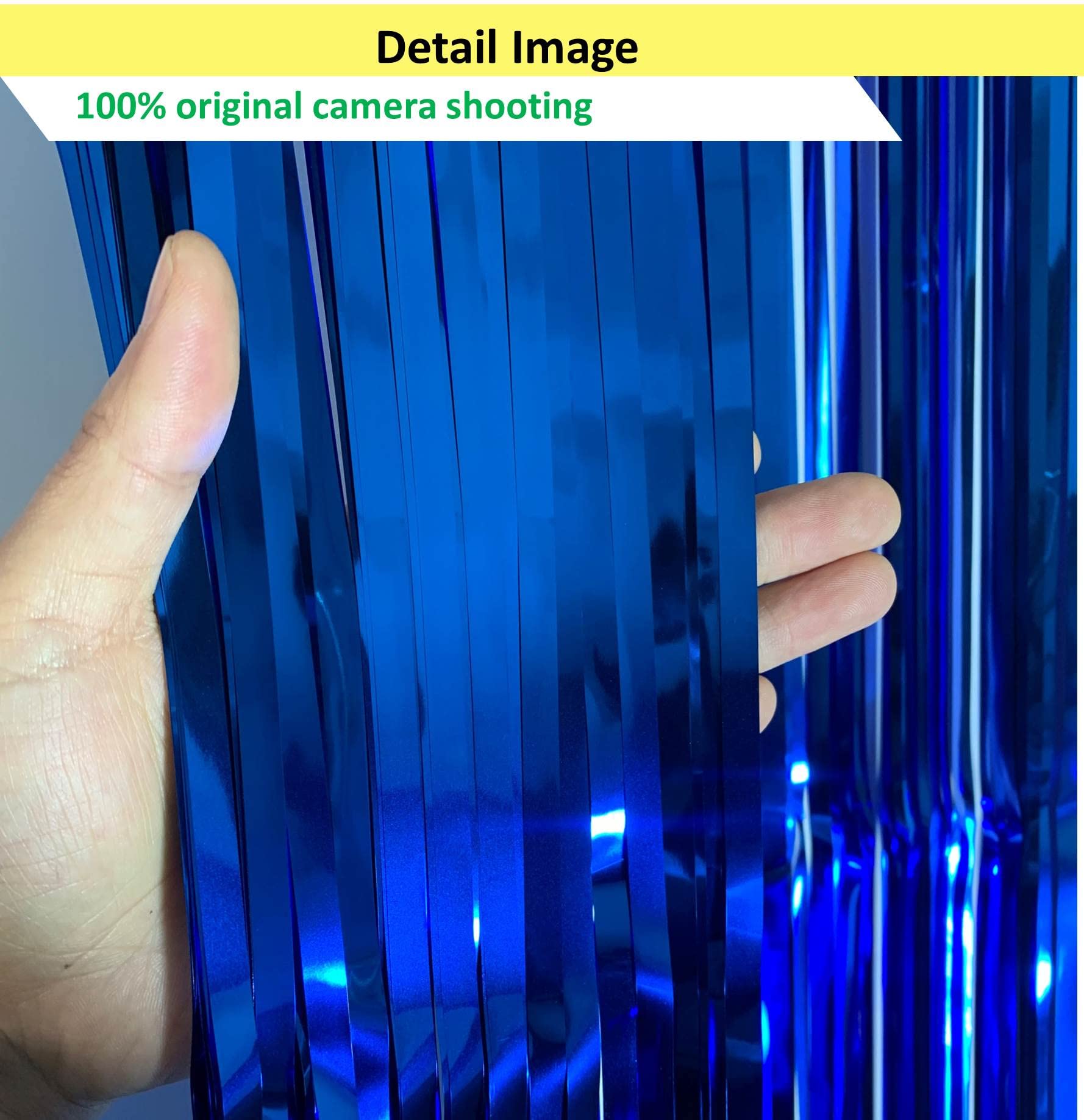 Buyuget 2 Pack Large 3.2 x 8.2 ft Blue Tinsel Foil Fringe Backdrop Curtain Party Decoration - Doorway Streamer Curtain Photo Backdrop for Birthday Wedding Engagement Party Decor