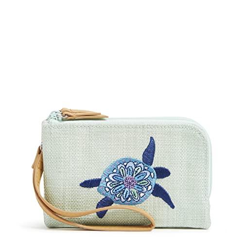 Vera Bradley Women's Straw Double Zip ID Case Wallet With Rfid Protection, Turtle Dream, One Size, 37227-15978