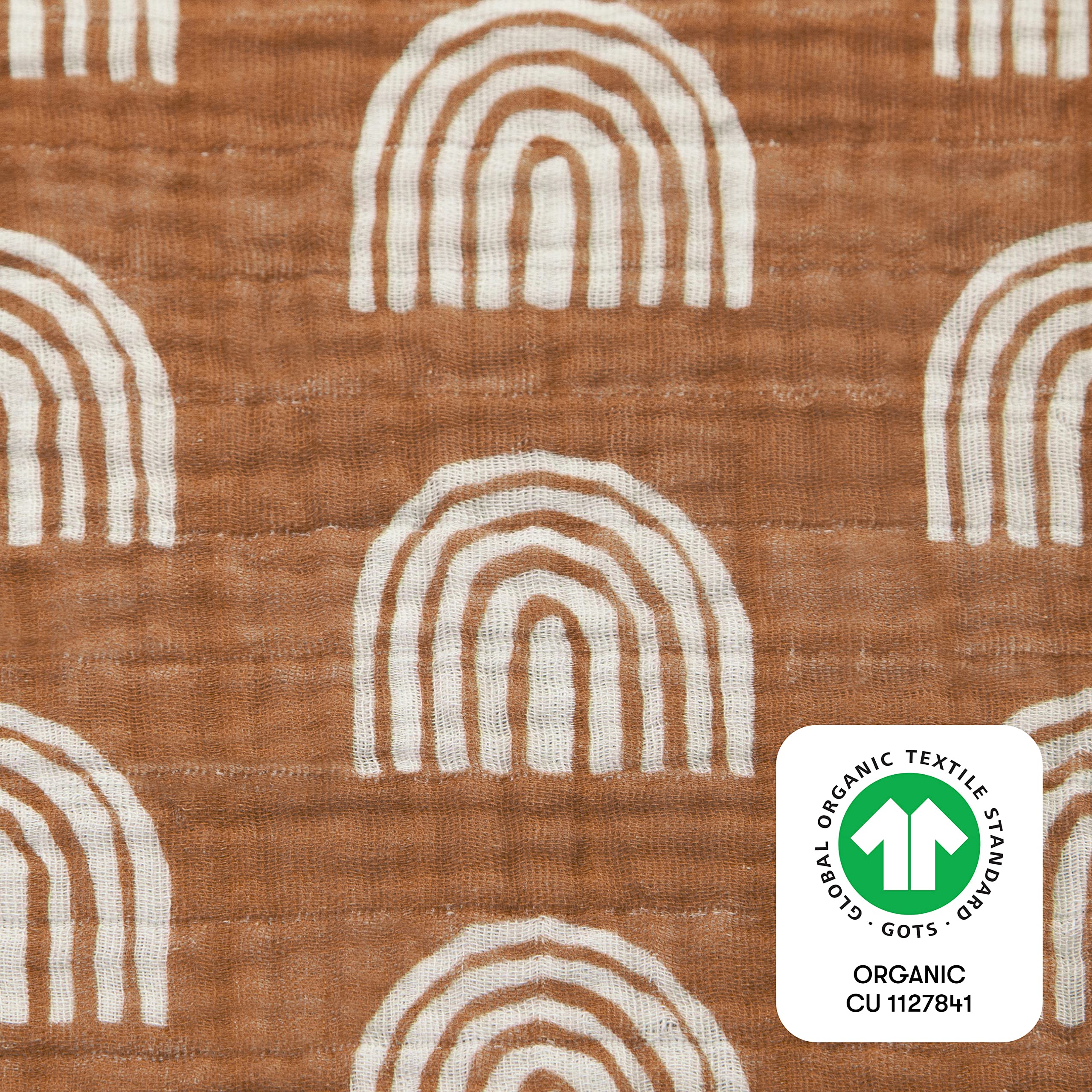 Babyletto 100% Organic Cotton Mini Crib Sheet, GOTS-Certified, Fitted 360°, Ultra-Soft and Breathable Muslin - Terracotta Rainbow
