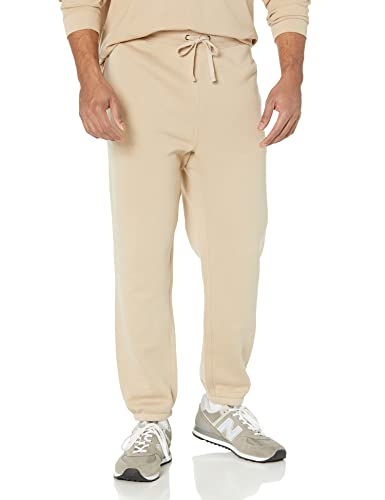 Amazon Essentials Relaxed-Fit Sweatpants for Men - Closed-Bottom, Big & Tall Options, Tan, Medium