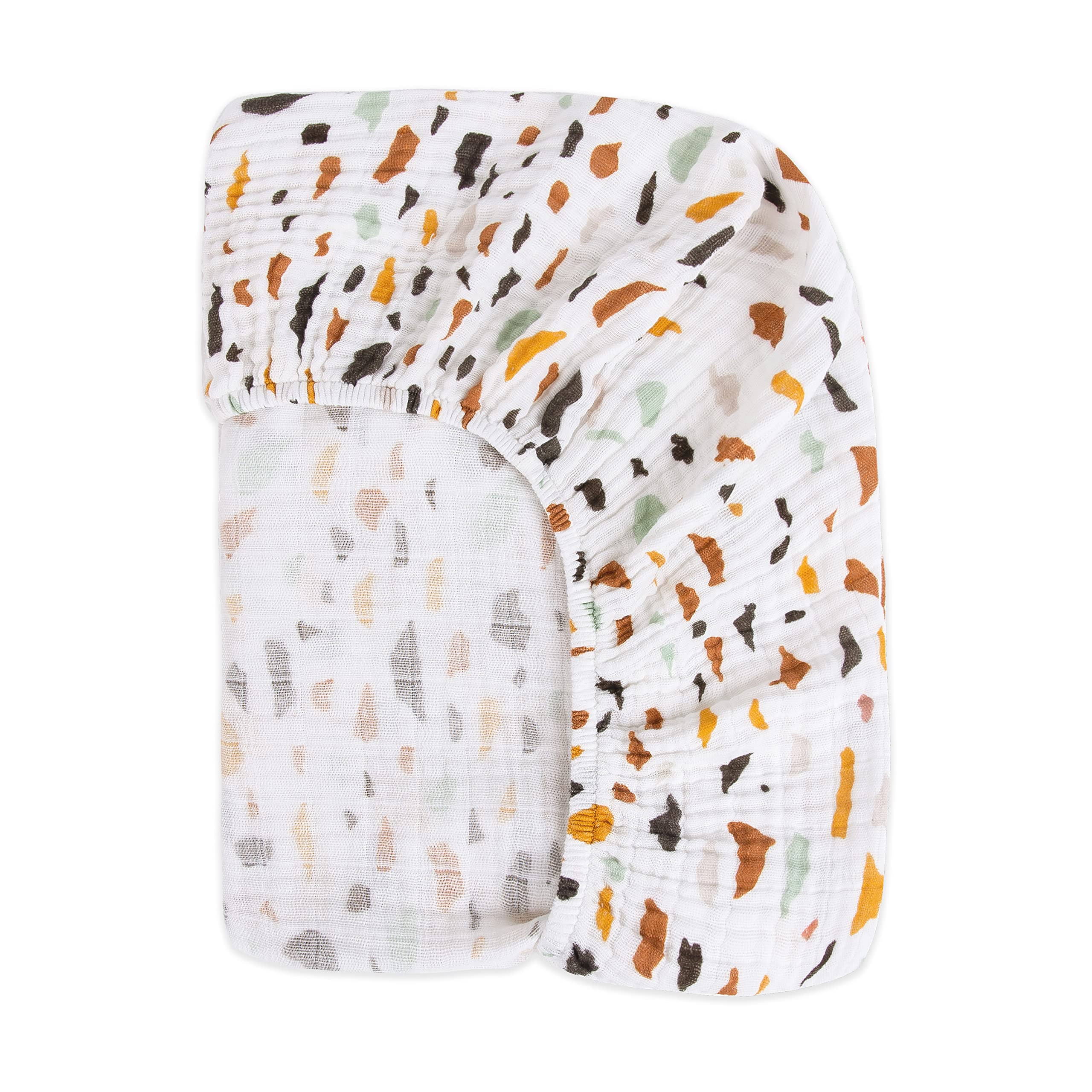 Babyletto 100% Organic Cotton Mini Crib Sheet, GOTS-Certified, Fitted 360°, Ultra-Soft and Breathable Muslin - Terrazzo
