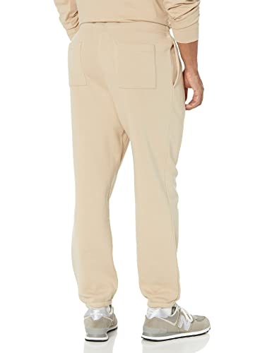 Amazon Essentials Relaxed-Fit Sweatpants for Men - Closed-Bottom, Big & Tall Options, Tan, Medium