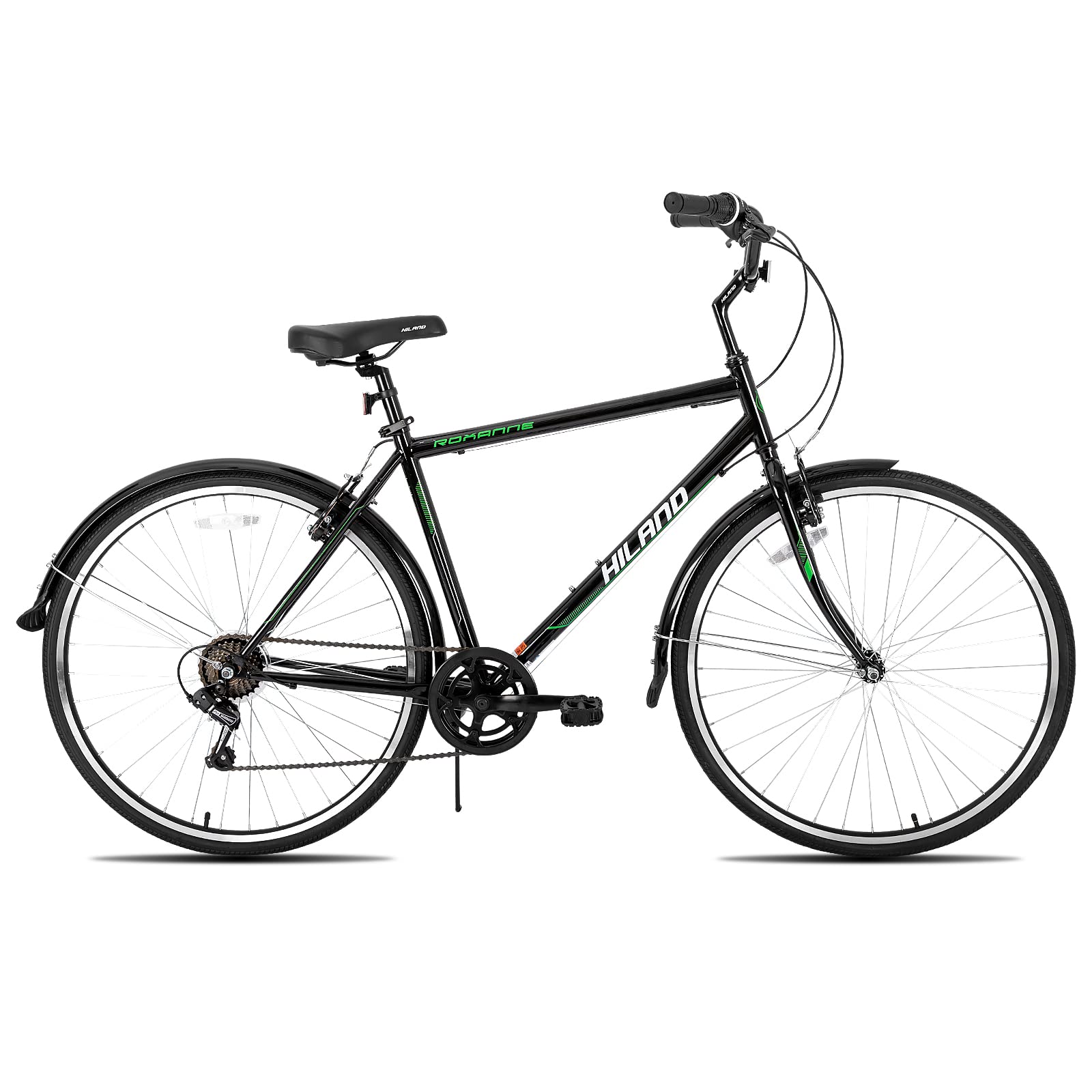 HH HILAND 700C Hybrid Bike, Step-Through or Step-Over Frame Commuter City Bike, 7 speeds Cruiser Bicycle for Men Women