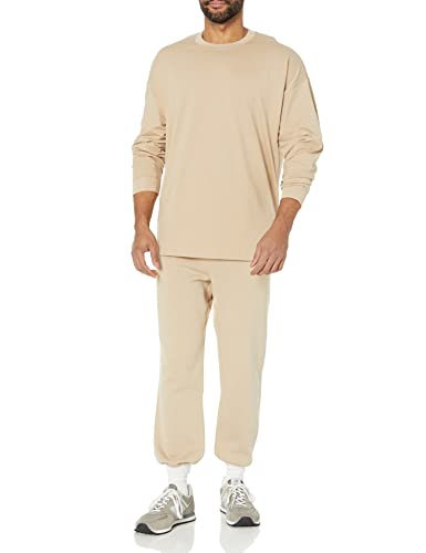 Amazon Essentials Relaxed-Fit Sweatpants for Men - Closed-Bottom, Big & Tall Options, Tan, Medium
