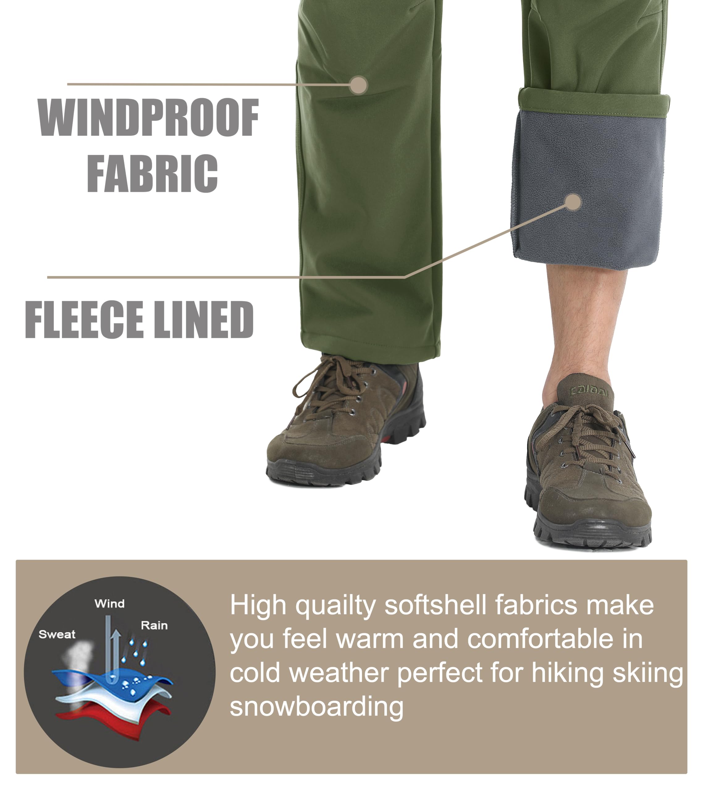MAGCOMSEN Outdoor Ski Pants for Men Work Pants Army Green Cargo Pants Ropa para Hombre Hunting Pants for Men Army Green 34