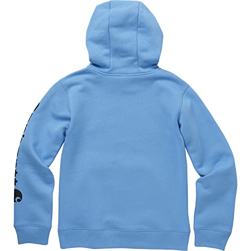 Carhartt Boys' Little Long Sleeve Hooded Sweatshirt, Azure Blue, 7