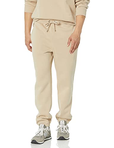 Amazon Essentials Relaxed-Fit Sweatpants for Men - Closed-Bottom, Big & Tall Options, Tan, Medium