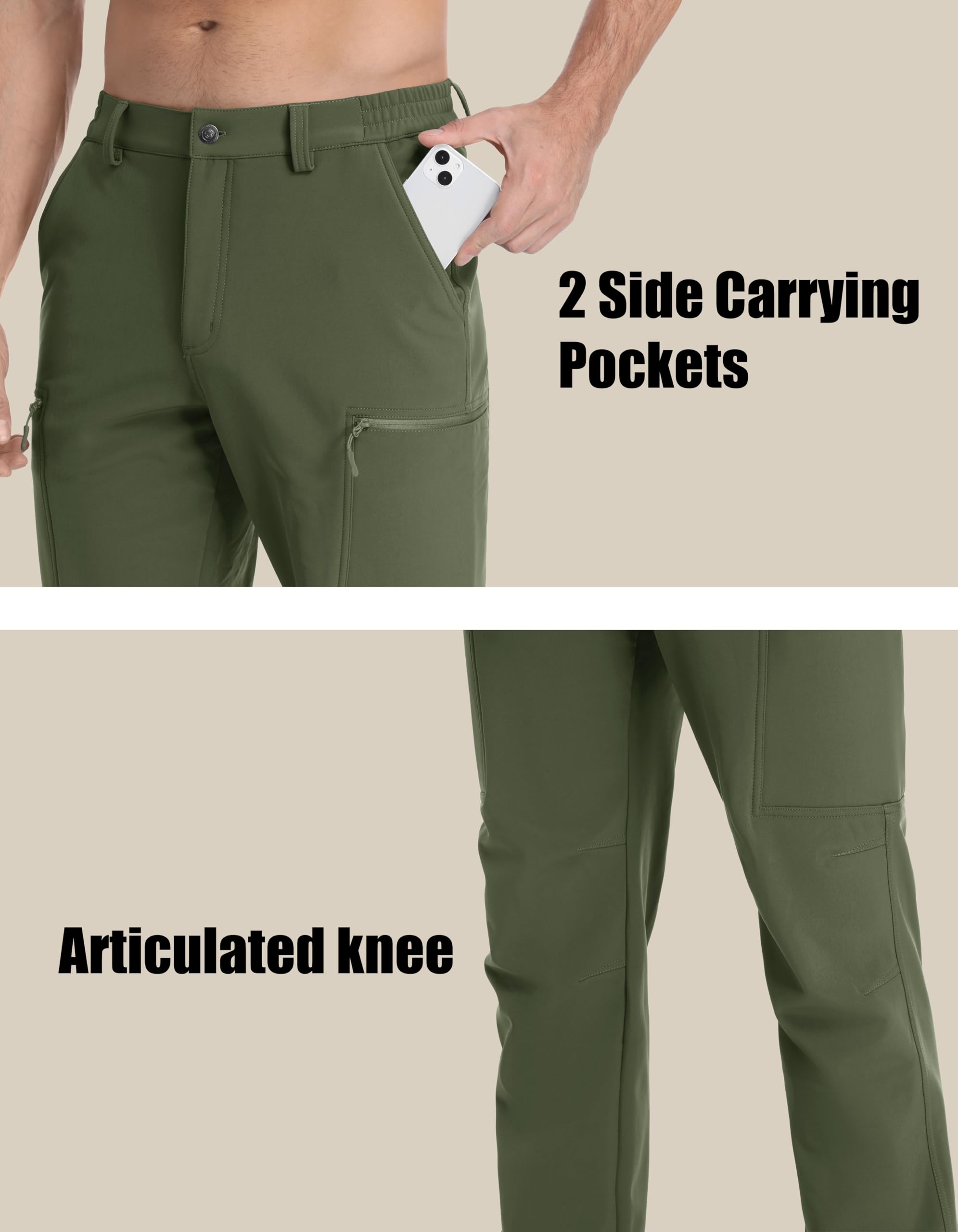 MAGCOMSEN Outdoor Ski Pants for Men Work Pants Army Green Cargo Pants Ropa para Hombre Hunting Pants for Men Army Green 34