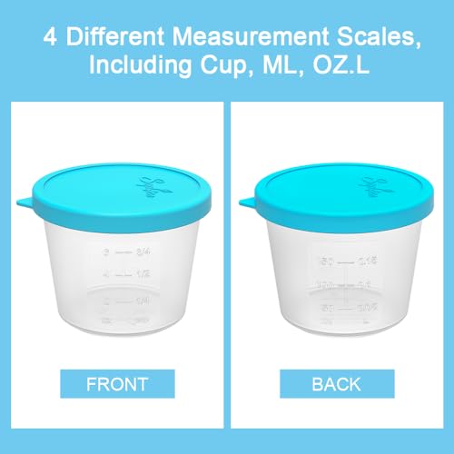 Sophico 8oz Mini Ice Cream Containers with Silicone Lids, Freezer Storage Tubs for Homemade IceCream, Meal Prep, Yogurt, Soup and Food (Small, 4 Pack)