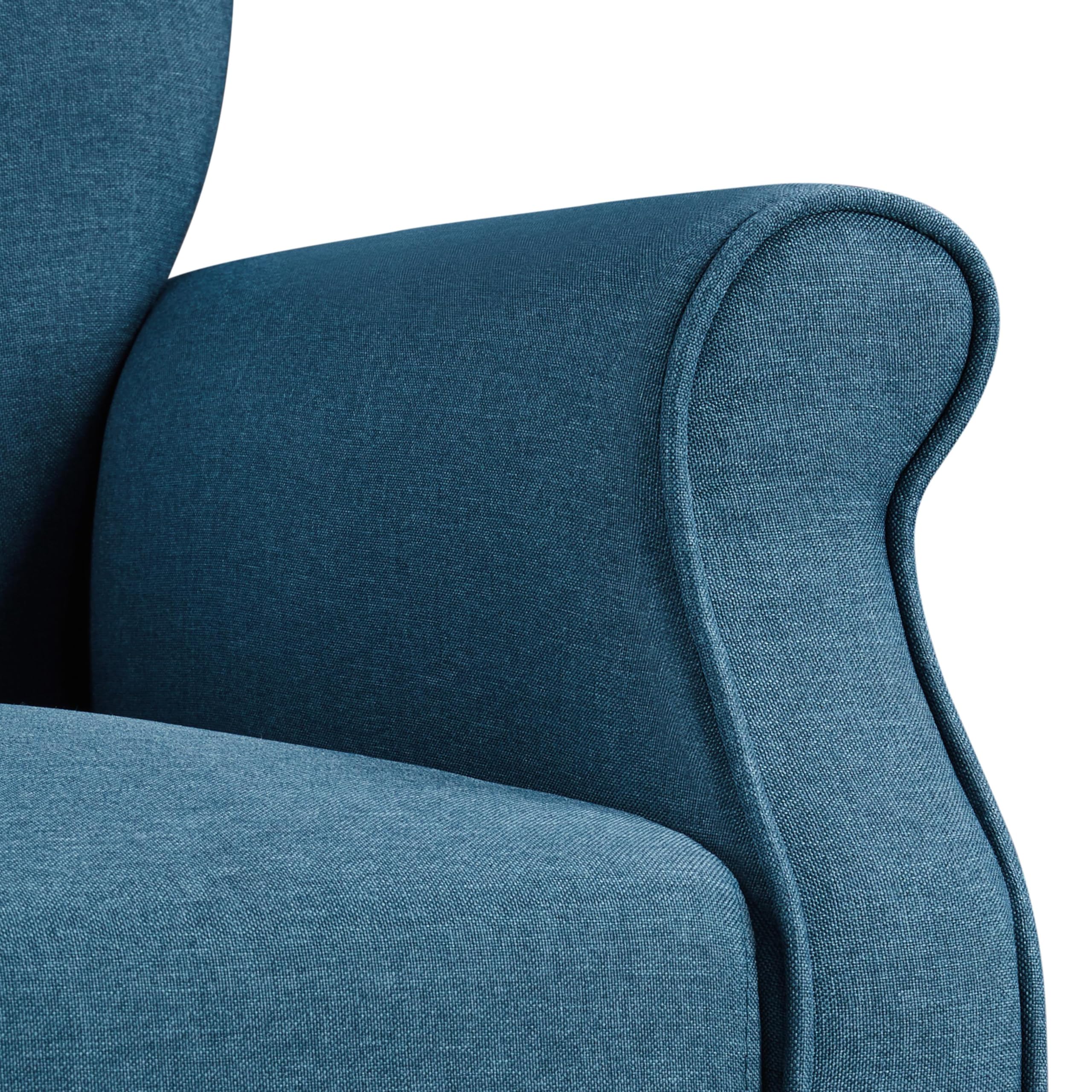 Yaheetech Modern Armchair, Mid Century Accent Chair with Sturdy Wood Legs and High Back for Small Space, Upholstered Fabric Sofa Club Chair for Living Room/Bedroom/Office, Navy Blue