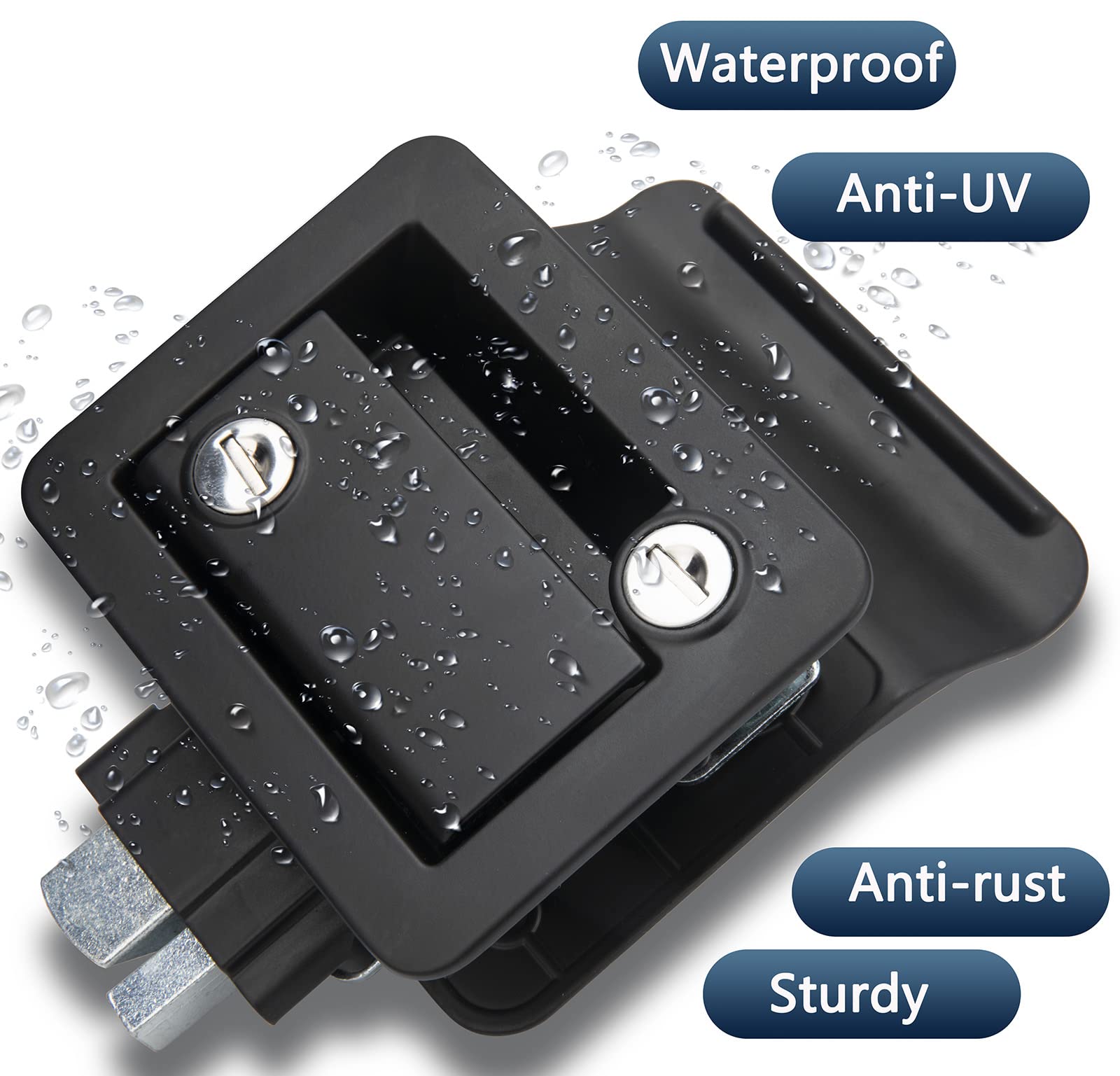 RV Camper Door Latch Lock,100% Metal Camper Door Lock Replacement kit,2 Pack Black rv Entry Door Locks for Travel Trailers,Only Fits 2.75"x3.75" Door Lock Hole 8 Camper Keys