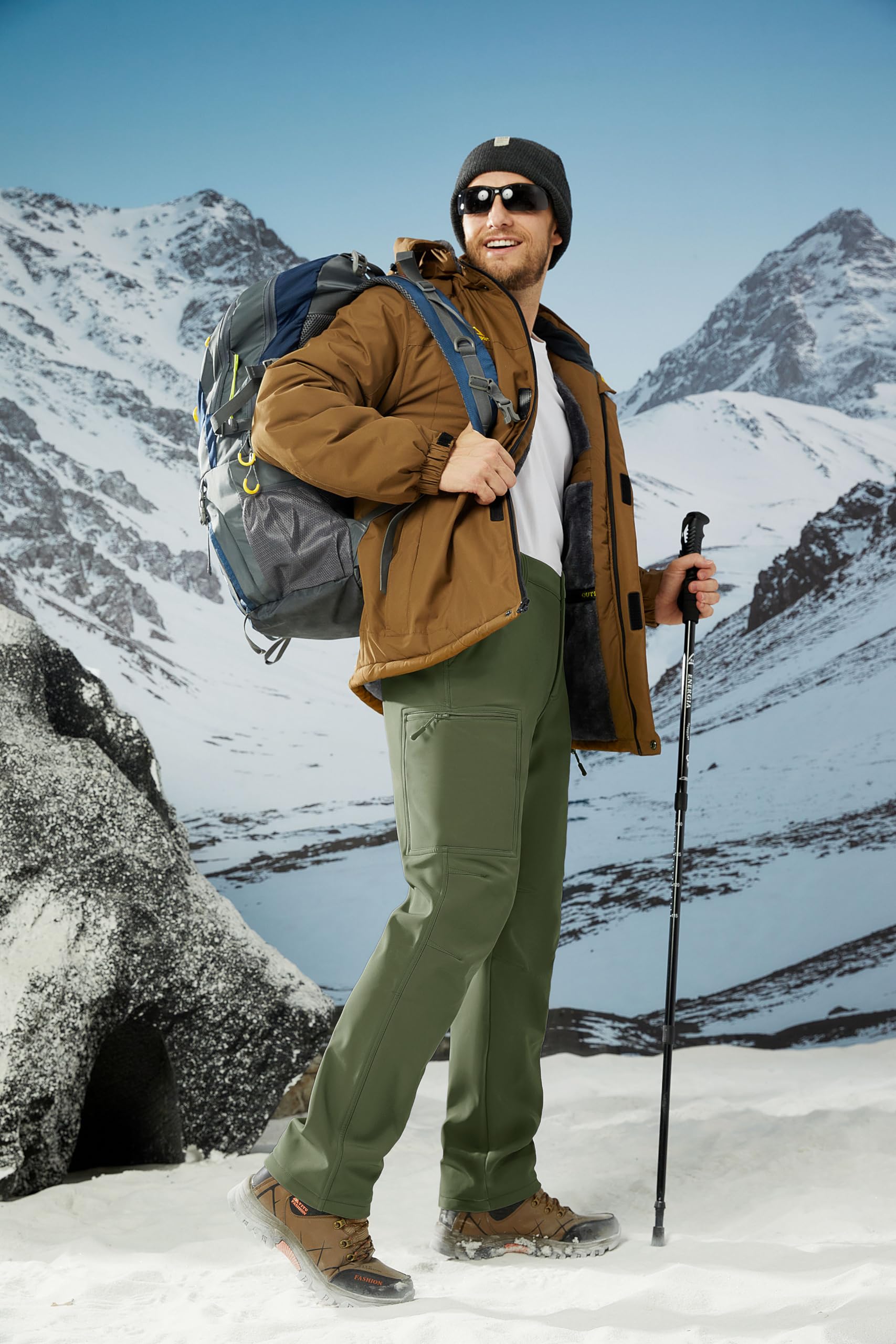 MAGCOMSEN Outdoor Ski Pants for Men Work Pants Army Green Cargo Pants Ropa para Hombre Hunting Pants for Men Army Green 34