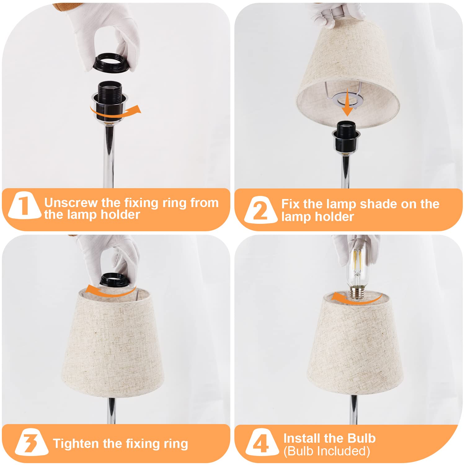 focondot Touch Table Lamps Set of 2-Bulbs Included, Practical Bedside Lamps with USB A+C Ports & 2-Prong AC Outlet, 3-Way Dimmable Nightstand Lamps with Linen Fabric Shade for Home Office Hotel