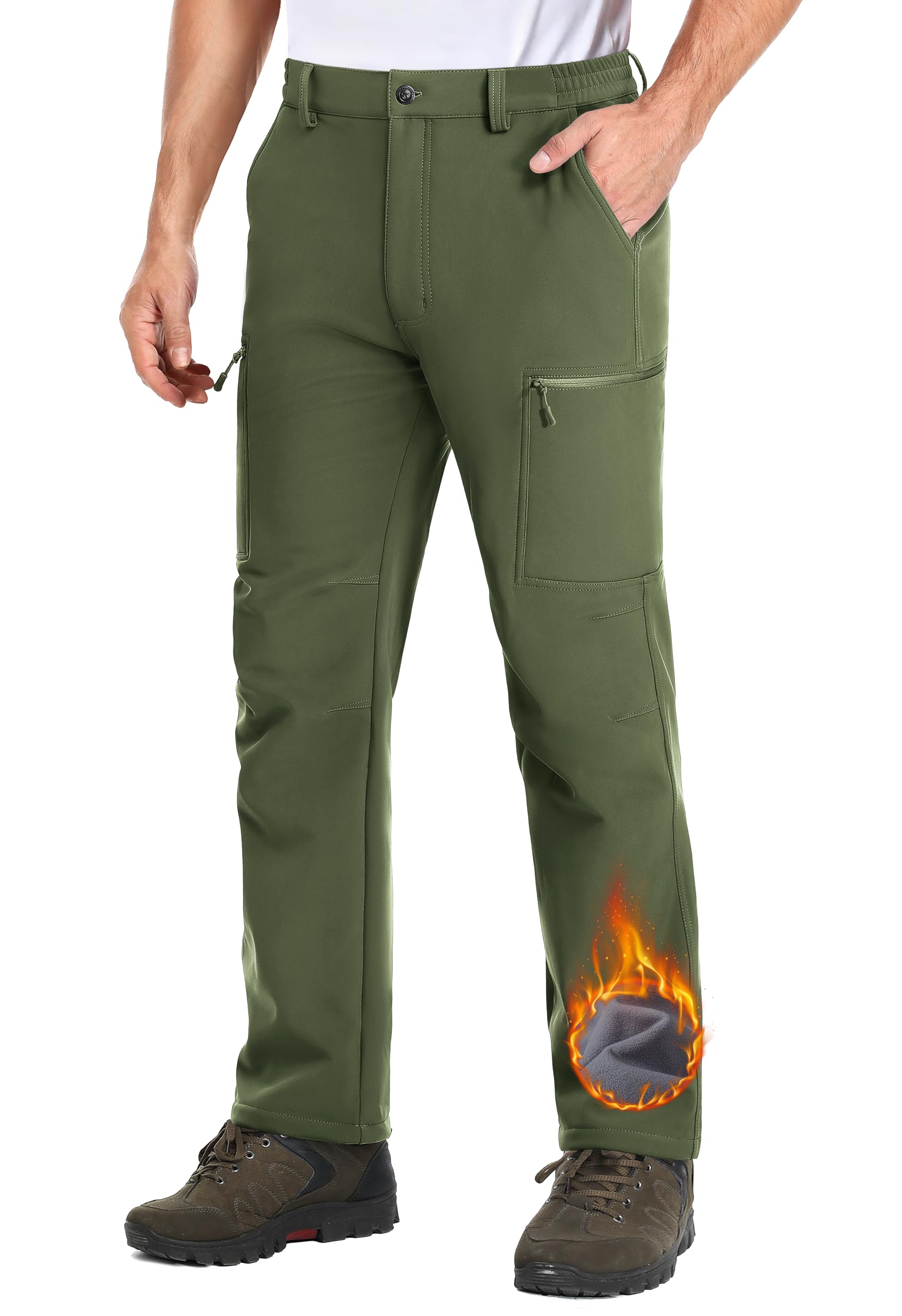 MAGCOMSEN Outdoor Ski Pants for Men Work Pants Army Green Cargo Pants Ropa para Hombre Hunting Pants for Men Army Green 34