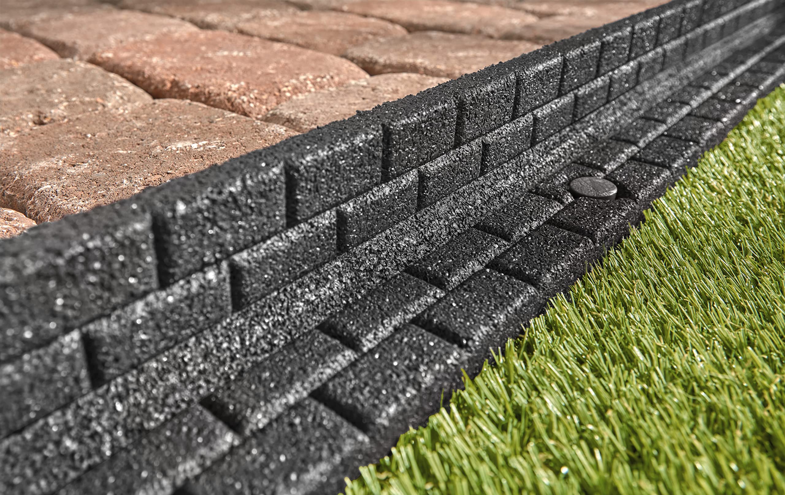 Rubberific Flexible Rubber L Shape Landscape Brick Face Edging Border for Gardens, Lawns, and Landscaping - 6 Pack (Gray)