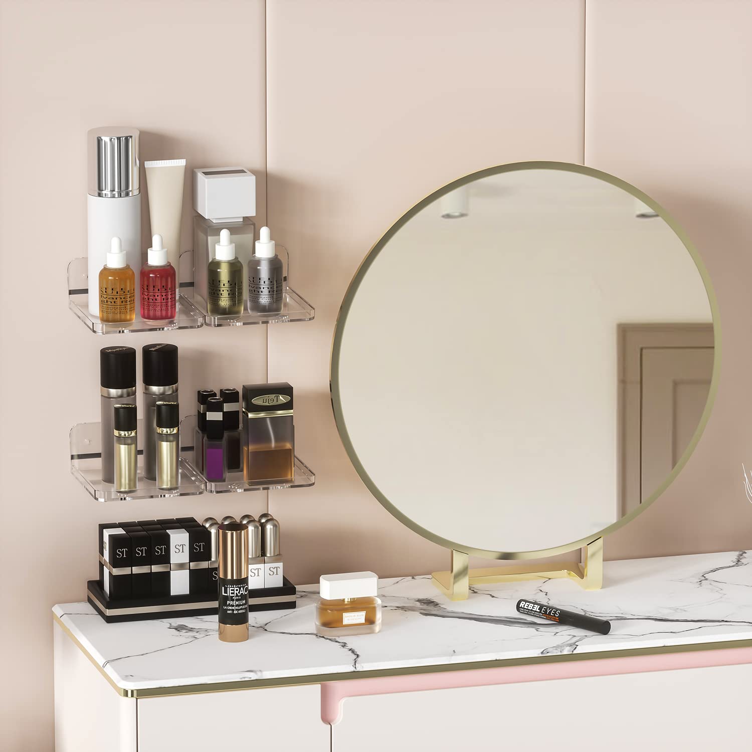 Wall Mount Floating Shelves for 2 Pcs Camera Mini Speaker Shelf Baby Monitor Wall Mount Shelf Other Small Items in Bedroom Bathroom Kitchen Living Room Clear Mini Shelf Flexible Use for Wall Space