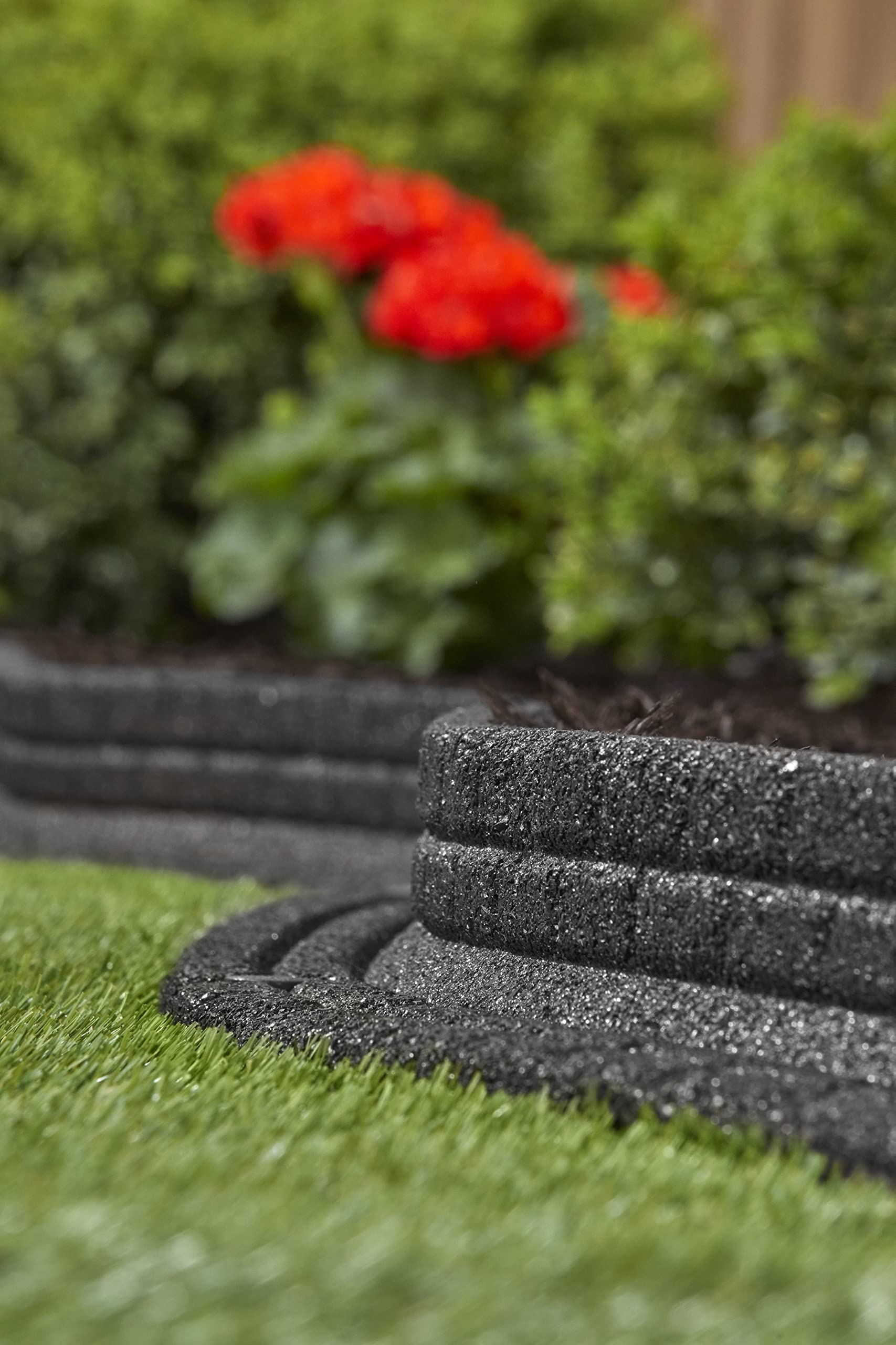 Rubberific Flexible Rubber L Shape Landscape Brick Face Edging Border for Gardens, Lawns, and Landscaping - 6 Pack (Gray)
