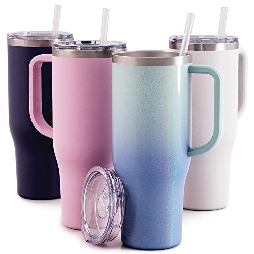 Maars Charger 40oz Insulated Travel Mug Tumbler with Handle | Double Wall Vacuum Sealed Stainless Steel Cup w/Straw and Lid, Seaside