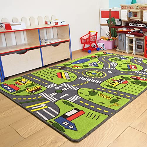 X-Large Kids Carpet Play Mat Rug for Playroom, 48'' x 72'’ City Life with Road Traffic Car Rug Mat, Learning and Educational Play Rugs Great for Kids Bedroom Play Room Boy Room Decor