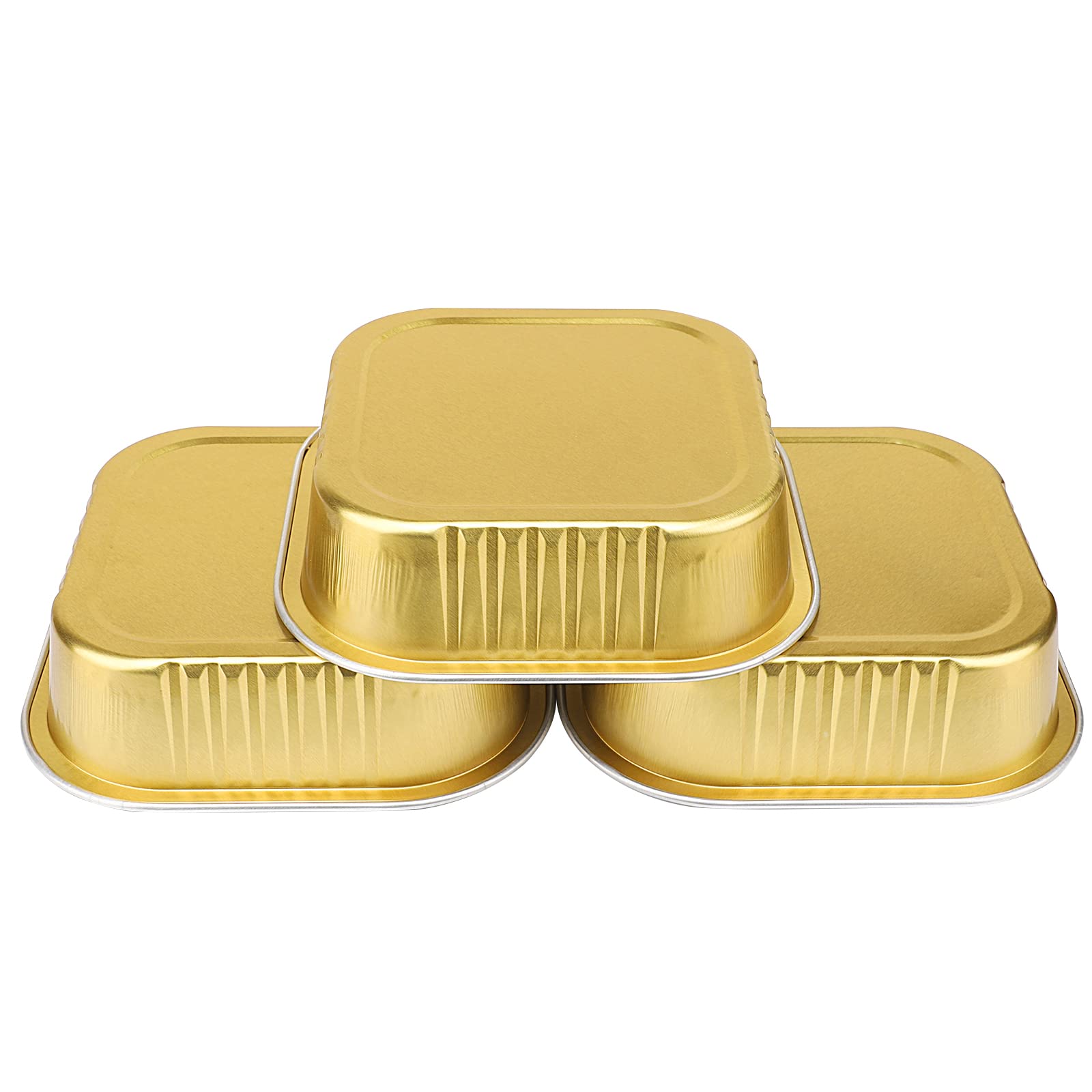 EUSOAR Cupcake Liners with Lids, 8oz 50pcs Gold Aluminum Foil Square Baking Cups Disposable Ramekins Tins for Muffin Pie Lava Cakes Flan Quiche, for Wedding Birthday Christmas Party