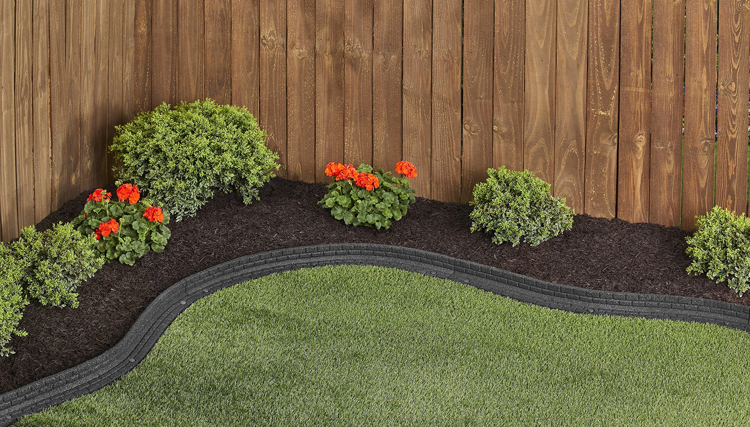 Rubberific Flexible Rubber L Shape Landscape Brick Face Edging Border for Gardens, Lawns, and Landscaping - 6 Pack (Gray)